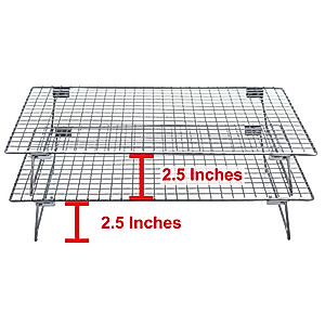 Checkered Chef Stainless Steel Stackable Cooling Racks - 2 Pack Stacking Cooling/Baking Racks - Each Rack 10 x 15" - Tiered Cooling Rack for Cooking, Cooling and Baking - Oven and Dishwasher Safe
