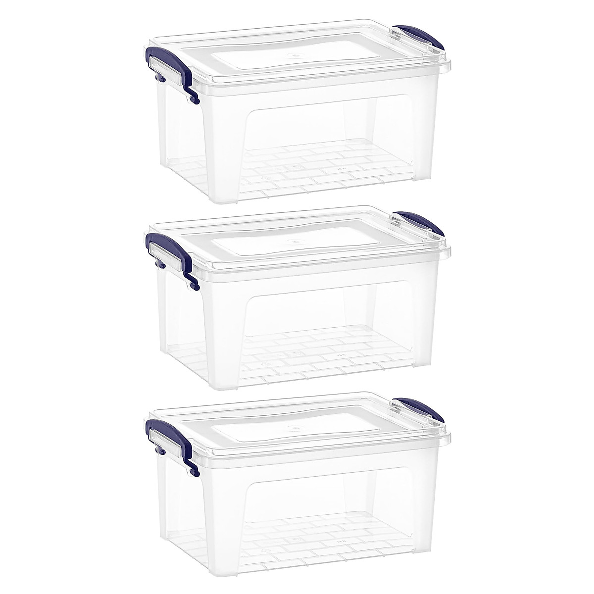 Superio Mini Storage Bins with Lids- Clear Boxes for Organizing, Stackable Plastic Containers- BPA Free, Non-Toxic, Odor Free, Organizer for Home, Office, Dorm, 3 Qt, 3 Pack