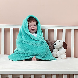 CREVENT 30''X40'' Soft Cozy Warm Baby Blankets for Boys Girls Solid Color - All Season Use - Newborn Essentials (Wave Teal Blue)