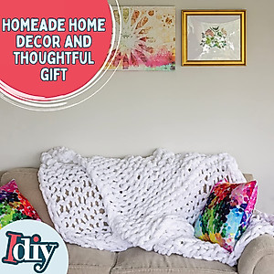 iDIY Chunky Yarn 3 Pack (24 Yards Each Skein) - Rainbow Multi Color - Fluffy Chenille Yarn Perfect for Soft Throw and Baby Blankets, Arm Knitting, Crocheting and DIY Crafts and Projects!