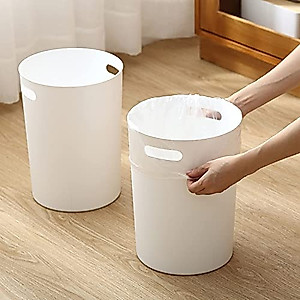 Lyellfe 6 Pack Small Trash Can, 1.5 Gallon Round Plastic Wastebasket with Handles, White Garbage Container Recycling Bins for Compact Space Bathroom, Office, Bedroom, Kitchen