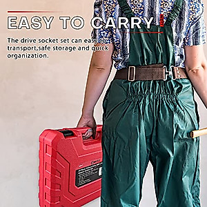 WETT 1/2-Inch Drive Socket Wrench Set, 23 Piece Impact Socket Sets, Shallow SAE/Metric, 13mm-24mm, 7/16"-1", 72 Teeth Quick Release Ratchet, Adapter and Extension Bar