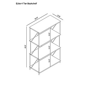 Galano Ezbo Book Shelf - 4-Tier Open Bookshelf - Storage - Bookshelves Organizer - Book Rack - Organizer - Modern Design Display Stand Rack - Dusty Grey Oak