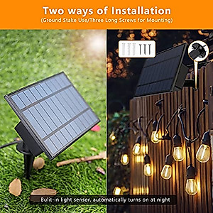 Flacchi Solar Bistro Lights Waterproof Shatterproof S14 Edison Lights Outdoor for Patio Garden Backyard Porch Bistro Cafe Wedding Warm White