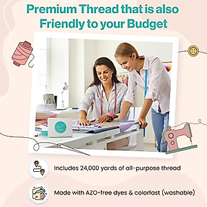 Sewing Thread - 24 Polyester Threads for Hand Stitching, Quilting & Sewing Machine - Set of 1000 yds Per Spool - 20 Colors Plus 2 x White & 2 x Black