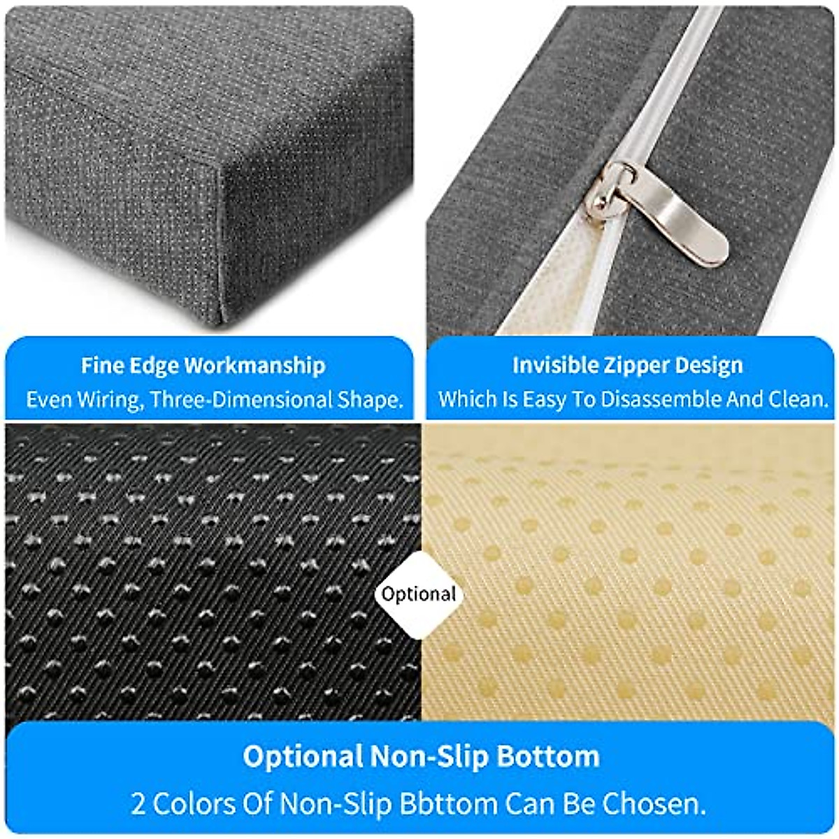 Millsilo Custom Size Bench Cushion for Indoor Outdoor Furniture, Non-Slip Window Seat Cushions, Piano Dining Cushion for Bench, Long Storage Bench Cushion, Washable Cover, 70D High Density Sponge