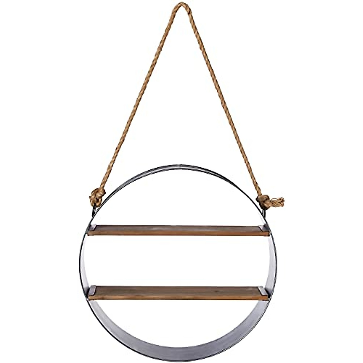 MCS 19 Inch Round Metal Wood Barrel Shelf (45888) Galvanized Steel, 19"