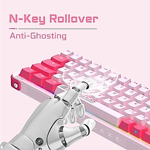 ROYALAXE Y68 TKL Wireless Mechanical Keyboard, Hot Swappable Wired/Bluetooth 5.0/2.4G Wireless Keyboard with RGB Light for Windows & Mac, PBT Keycap, Gateron G Yellow Pro Switch, Candy Pink