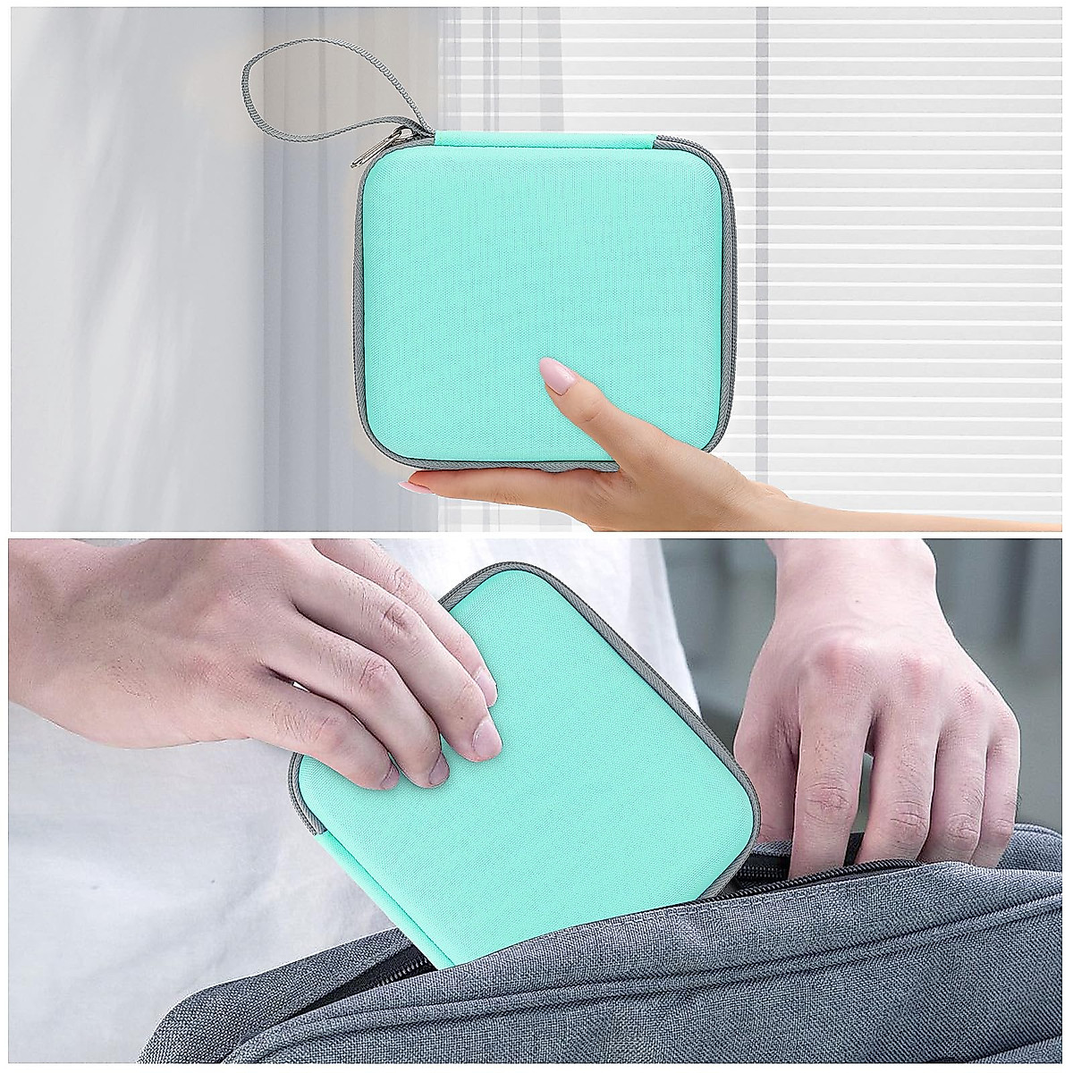 HuiJuKeJi Mini Sticker Printer Case,High-capacity Hard Protective Box for X5/Phomemo M02/T02 Printer,Portable Carrying Case for Thermal Inkless Photo Printer,Instant Camera,Label Marker(Green)