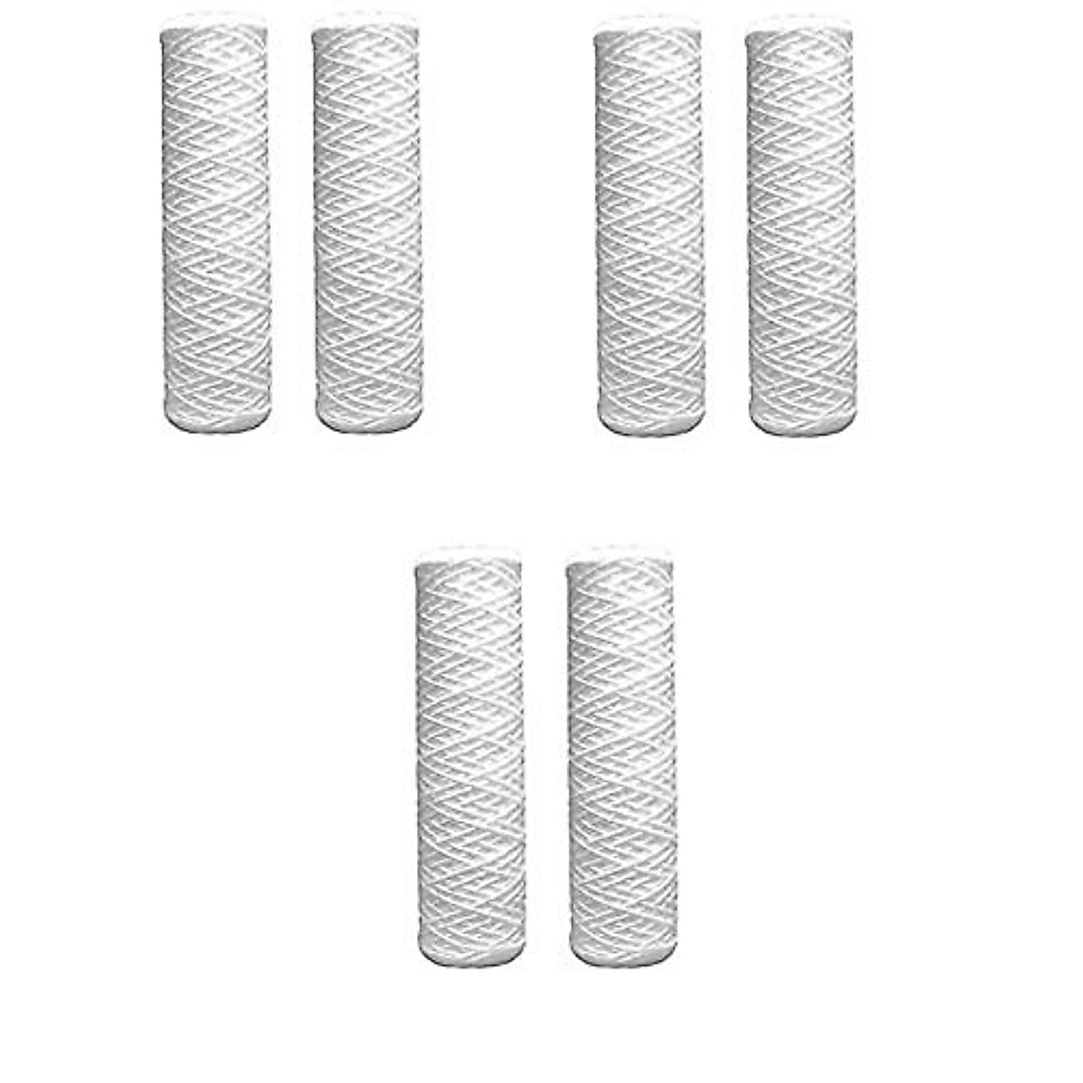CFS – 6 Pack String Wound Sediment Water Filter Cartridges Compatible with WHKF-WHSW Models – Remove Bad Taste & Odor – Whole House Replacement Water Filter Cartridge, 5 Micron - White
