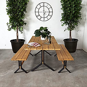 SEI Furniture Standlake Outdoor Bench, Natural, Black