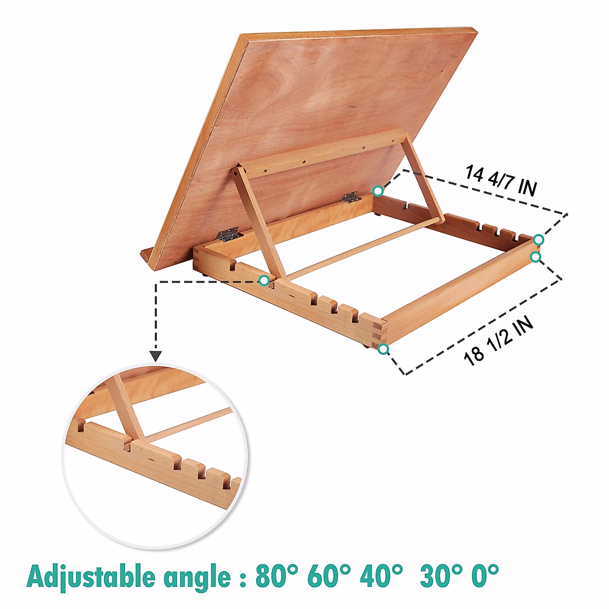 Falling in Art Large 5-Position Wood Drafting Table Easel Drawing and Sketching Board, 23 2/9 Inches by 16 1/2 Inches