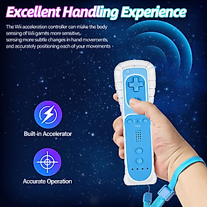 Yosikr Wii Controller 2 Pack, Wii Remote Controller with Silicone Case and Wrist Strap Compatible for Wii/Wii U (Red and Blue)