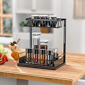 KINGPOUL under sink organizers and storage-2Tier organization and storage Slide Out Pull Out cabinet organizer Drawers L-Shape Under Kitchen Bathroom Sink Organizers and Storage(Black)