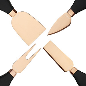 hecef Cheese Knife & Acrylic Stand Set of 5 - Stainless Steel Cheese Slicer with PP Handle & Acrylic Stand