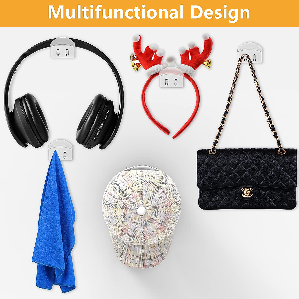 Heynew Adhesive Hat Hooks for Wall - Hat Rack for Baseball Caps，Cowboy Hat Hanger Cap Holder Organizer for Room, Closet & Storage Organizer