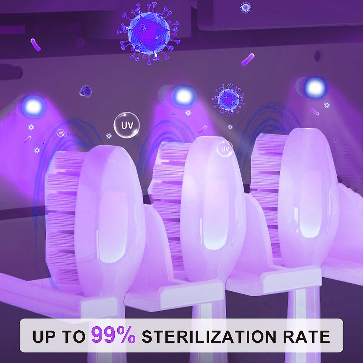 Toothbrush Holders for Bathrooms - Electric Toothbrush Holder with 4 Toothbrush Slot, Wireless Wall Mount Toothbrush Holder Fits Electric, Ordinary Toothbrushes - White