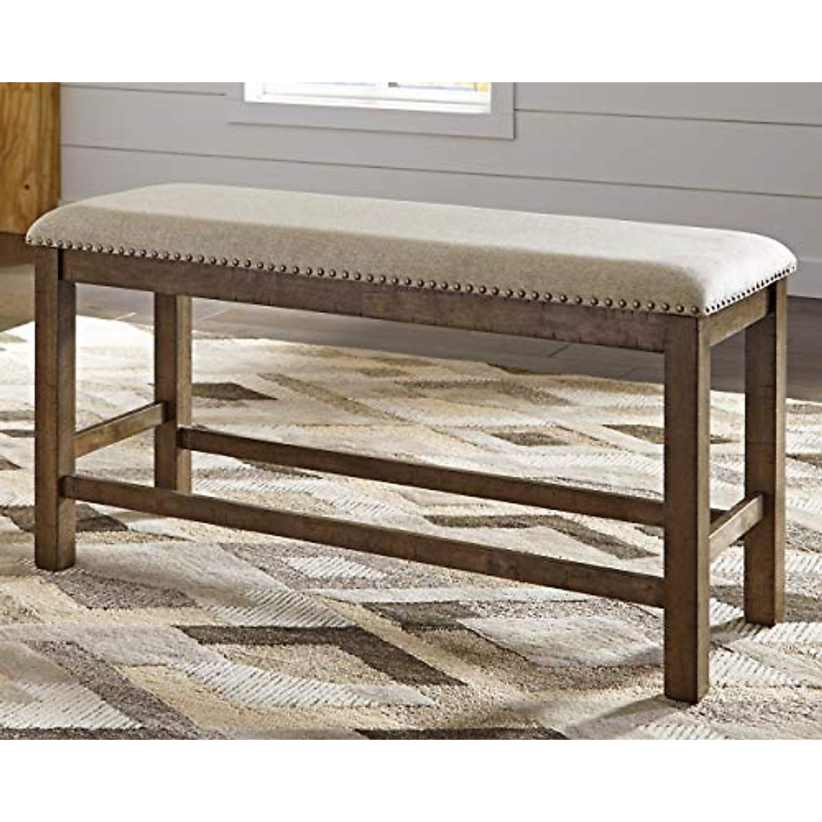 Signature Design by Ashley Morriville Counter Height Upholstered Dining Room Bench, Brown
