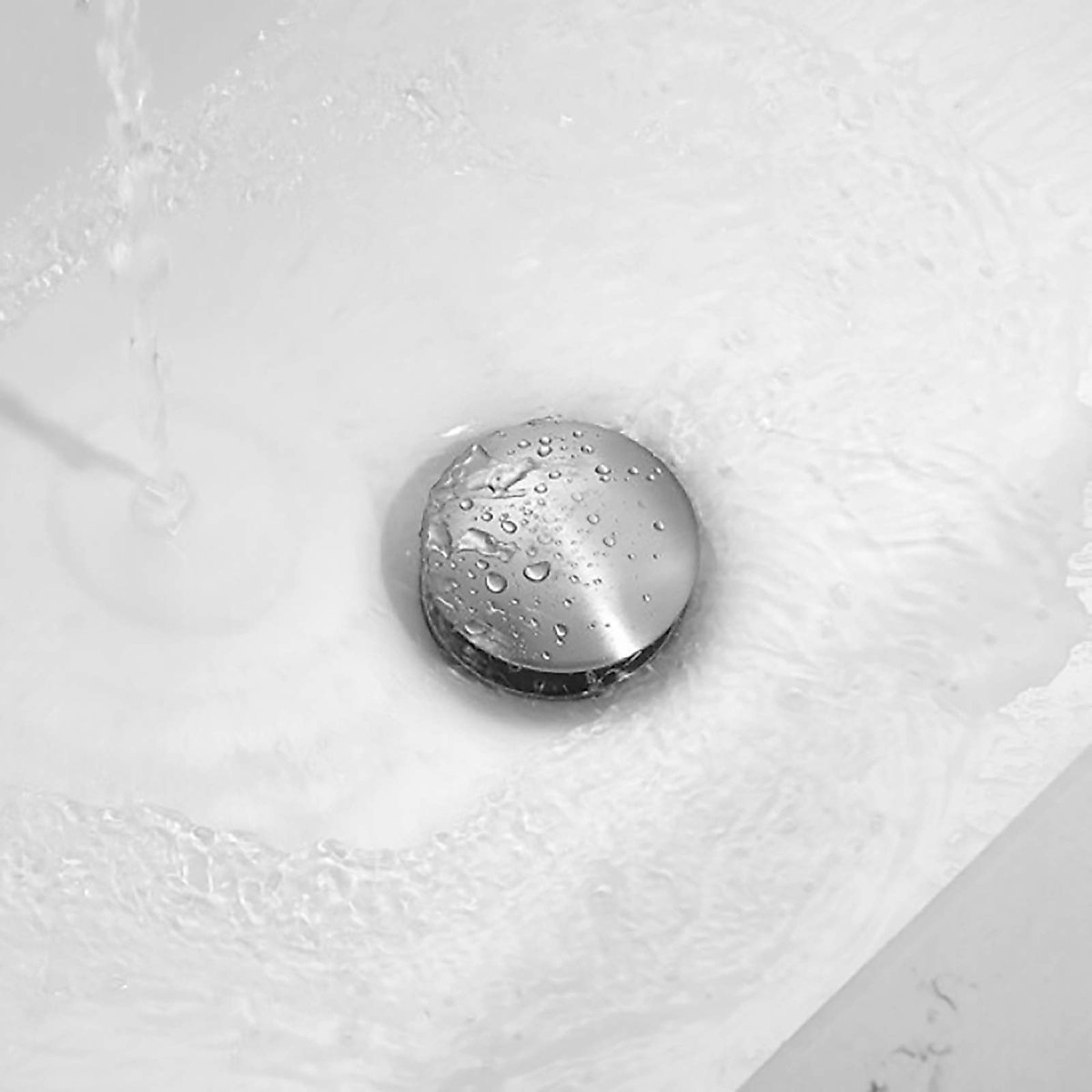 SWHYGER Pop Up Drain Assembly Brushed Nickel,Bathroom Sink Drain with Removable Brass Strainer Basket Without Overflow Vessel Basin Sink Drain Stopper,83606BN.