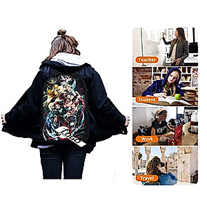 QIDOZVIY Anime Backpack Multifunction Book Bag with Side Pockets Durable Laptop Bag for Men Women Teen Boy Girl One Size