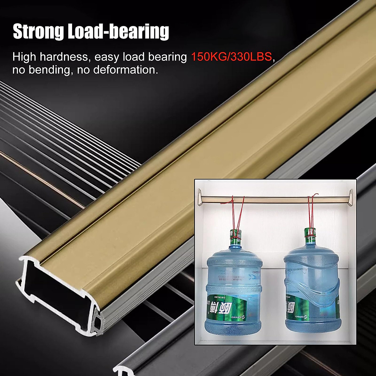 RV/Wardrobe/Laundry Room Closet Rod Wall Mounted, Heavy Duty Cuttable Metal Hanging Clothes Pole With Bracket Kits, 160 150 140 130 120 110 100 90 80cm Long (Color : Black, Size : 80cm/31.5in)