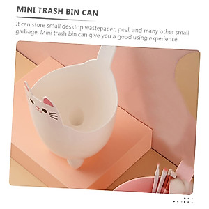 ABOOFAN Cat Shaped Trash Can Desktop Garbage Can Tiny Trash Cartoon Trash Can Cat Trash Storage Can Desk Bin Car Garbage Can Desk Trash Can Mini Storage Bucket White Pen Holder Office Pp