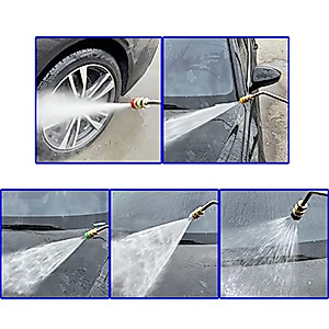 FIXFANS Pressure Washer Wand, 45 Degree Curved High Pressure Power Washer Extension Wand with 5 Spray Nozzles, 1/4 Inch Quick Connect Undercarriage and Gutter Cleaner Attachment, 15 Inch