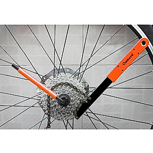 Oumers Bike Cassette Removal Tool, Cassette Freewheel Removal Tool with Chain Whip and Auxiliary Wrench Bicycle Cassette Lock Ring Removal, Freewheel Remover Wrench Sprocket Remover