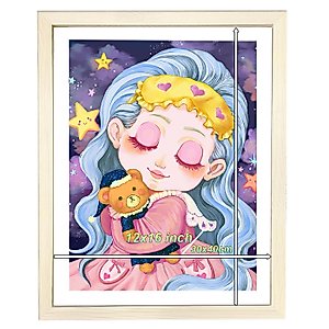 Betionol Diamond Painting Frames, Compatible with 12x16 inch/30x40cm Size Diamond Paintings or Photos or Documents, Natural Wood Color Wooden Frames with Plexiglass and Back Mat and Hanging Kits