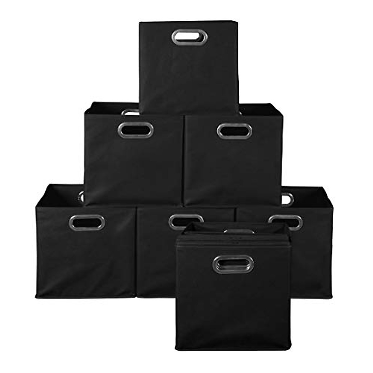 Niche Cubo Set of 12 Foldable Fabric Storage Bin with Label Holder- Black
