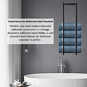 Bathroom Towel Rack Wall Mounted, Towel Racks for Bathroom, Towel Racks Storage for Bathroom Towel Storage Holders Wall for Rolled Bath Towel Black