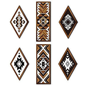 Tatuo 6 Pcs Farmhouse Home Wall Decor Western Snake Wall Decor Witchy Wooden Decor Witchy Wall Decor Altar Decor for Bedroom Living Room Bathroom Apartment (Rhombus, Rectangular Geometric)