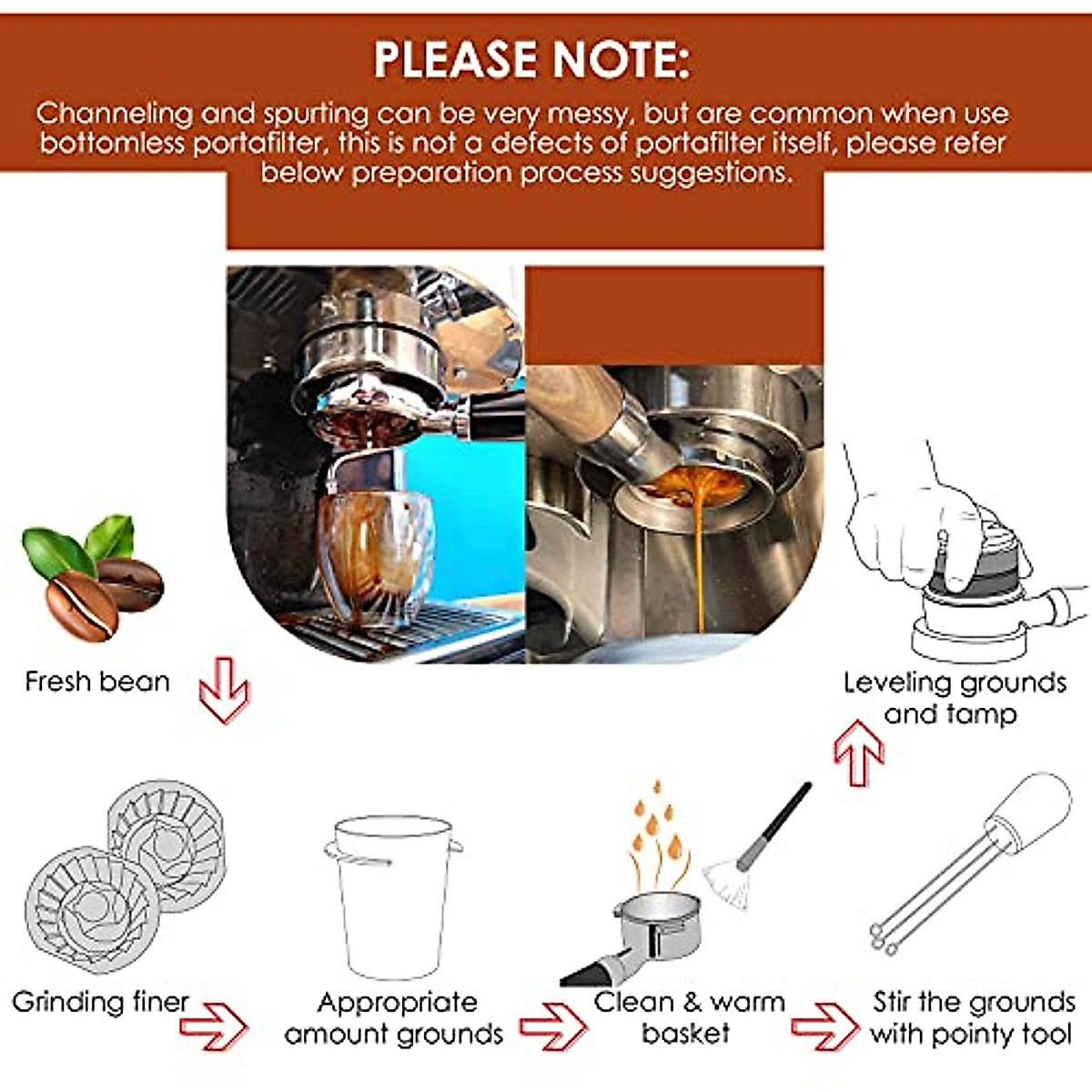 54mm Bottomless Portafilter, MATOW 54mm Bottomless Naked Portafilter Compatible with 54mm Breville Barista Series and 54mm Breville Machines (Filter Basket Included)