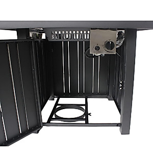 OutVue 30" Propane Fire Pit with Real Ceramic Tabletop, 50000 BTU Gas Fire Pit Table with Lid & Glass Rock, Outdoor Fire Pit for Dining or Party, Firepit for Outside, Patio, Garden, Yard