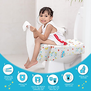 20 Pcs Disposable Toilet Seat Covers Waterproof Extra Large Seat Covers for Kids, Individually Wrapped Portable Toilet Seat Cover for Travel, Toddlers Potty Training in Public Restrooms