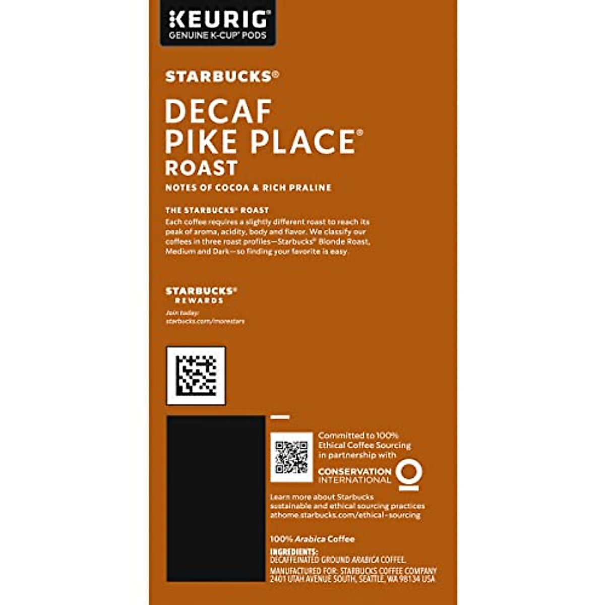 Starbucks Decaf Pike Place Roast, K-Cup for Keurig Brewers, 24 Count