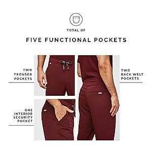 FIGS Tansen Jogger Scrub Pants for Men - Burgundy, Short XL
