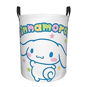 YangYuFaQQ Cartoon Dog C-innamoroll Storage Basket Circular Hamper with Handle Foldable Laundry Basket for Bedroom Bathroom Living Room Small
