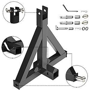 hikotor Heavy Duty 3 Point 2 Inch Receiver Drawbar Hitch Adapter Subcompact Trailer and Farm Equipment Replacement for BX Kubota John Deere LM25H WLM Tractor NorTrac Kioti Yanmar Cat