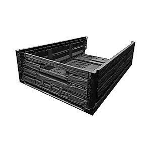 Alco Designs Collapsible Storage Bin/Container: Grated Wall Utility Basket/Tote, Durable, Long-Lasting, Wooden Designed Plastic (Small 24x16x4.1", Black)