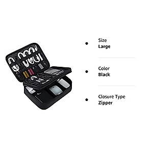 BAGSMART Electronic Organizer,Large Double Layer Cable Bag,Travel Organizer Bag,Electronics Accessories Storage Cases for iPad,Cables,Chargers,Hard Drive,Game Cards
