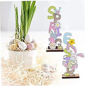 KUYYFDS Easter Table Decorations Wooden Centerpiece Signs, Easter Table Sign Decor Wooden Bunny Spring Easter Letter Tabletop Ornaments 2PCS