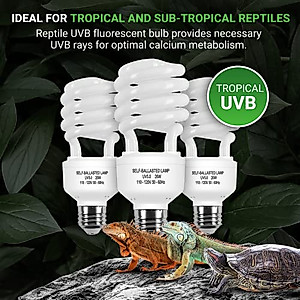 Simple Deluxe 1 Pack 26 Watts Reptile UVB 5.0 Spiral Compact Terrarium Bulb for Rainforest Type Reptiles