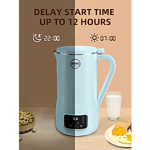 20oz Nut Milk Maker Machine - Multi-Functional Automatic Almond Milk Machine with 10 Blades, Plant-Based Milk, Oat, Soy, Oat, Dairy Free Beverages with 12 Hours Timer/Auto-clean/Boil（blue）