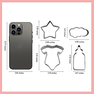 Beer Themed Cookie Cutters Stainless Steel, Baby Brewing Beer Set Beer Mug Bottle Onesie Rattle Baby Bottle Photo Plaques Dough Fondant Biscuit Molds for Baby Shower