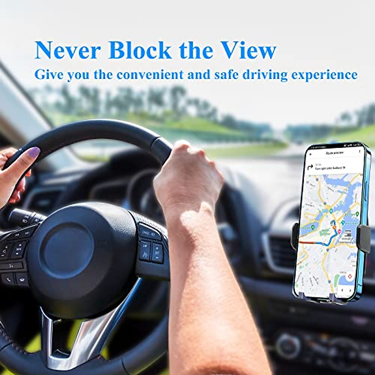 Ronnaquetta 360 Rotation Car Phone Holder, Quick Release, Adjustable, Compatible with 99% Phones, Black