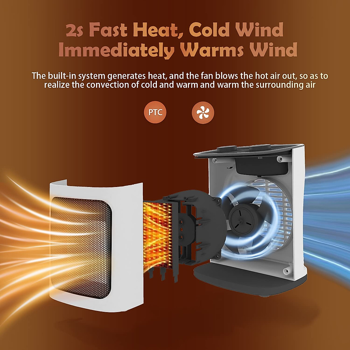 COWSAR Portable Space Heaters for Indoor Use 1500W Small Space Heater with Thermostat Personal Desk Heater for Office Bedroom