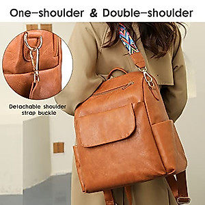 NINEBLUE Women's Backpack, Ladies Fashion Multipurpose Leather Travel Bag with Wallet, Convertible Single Room and Double Shoulder PU Bag