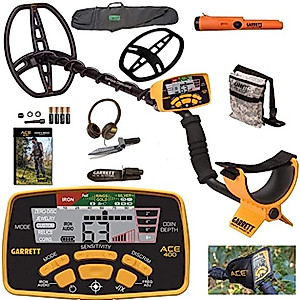 Garrett ACE 400 Metal Detector with DD Waterproof Coil and Premium Accessories