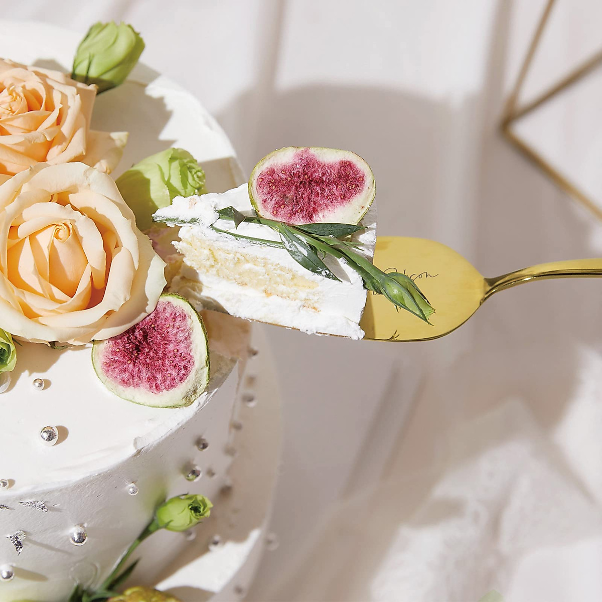 AW BRIDAL Personalized Wedding Cake Knife and Server Set, Gold Cake Cutting Set Gift for Wedding Bridal Shower Pie Sever Pizza Knife//DK2201CPP23//